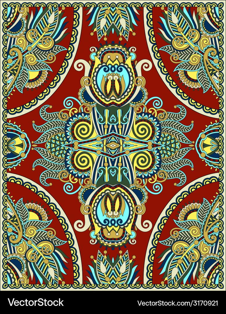 Ukrainian floral carpet design for print on canvas