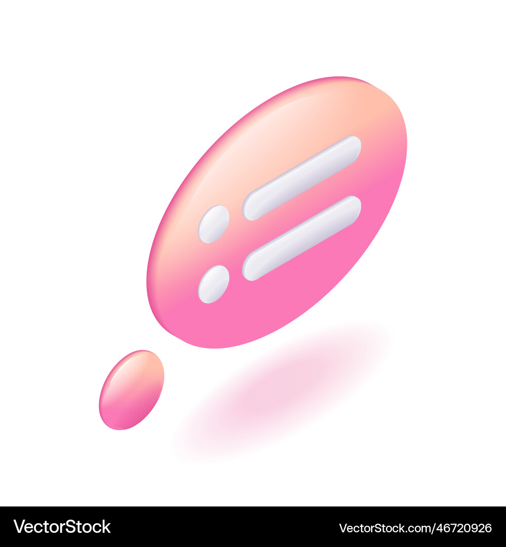 3d isometric cartoon icons light pink speech Vector Image