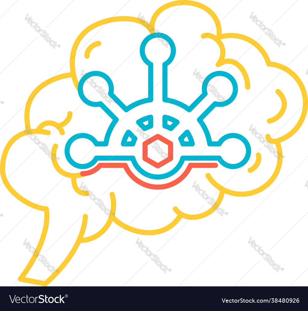 Brain function control human body icon Royalty Free Vector