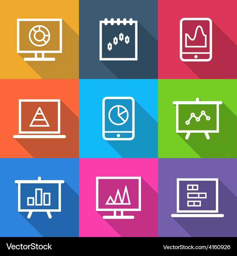 Business infographic charts icons Royalty Free Vector Image