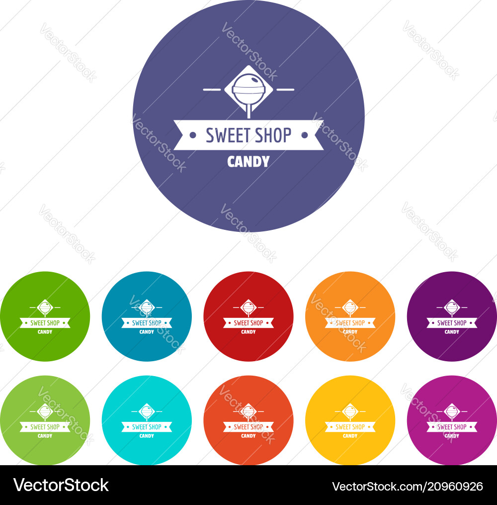 Candy shop icons set color Royalty Free Vector Image