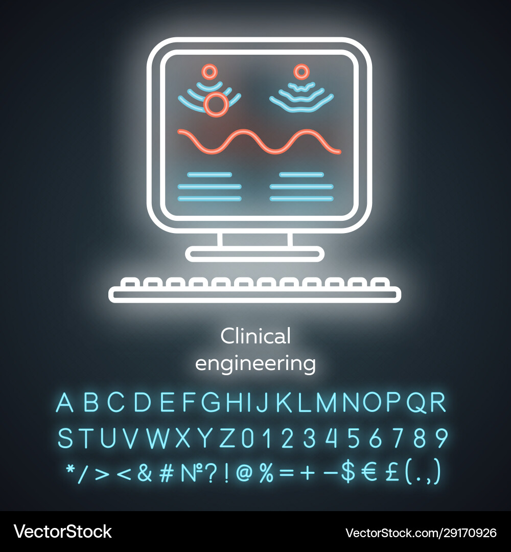 Clinical engineering neon light icon healthcare Vector Image