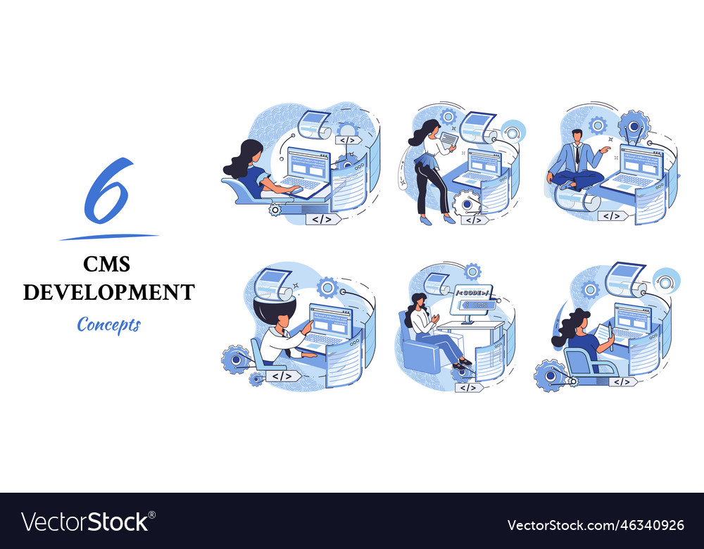 Concept of digital content management system cms Vector Image Concept of digital content management system cms Vector Image