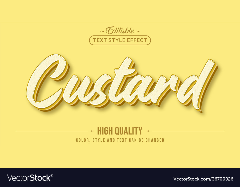 Editable text style effect - yellow custard text Vector Image