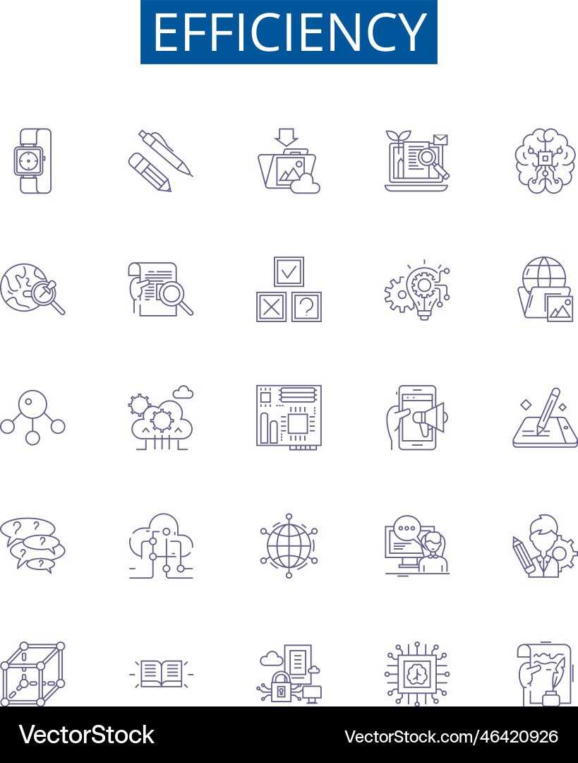 Efficiency line icons signs set design collection Vector Image