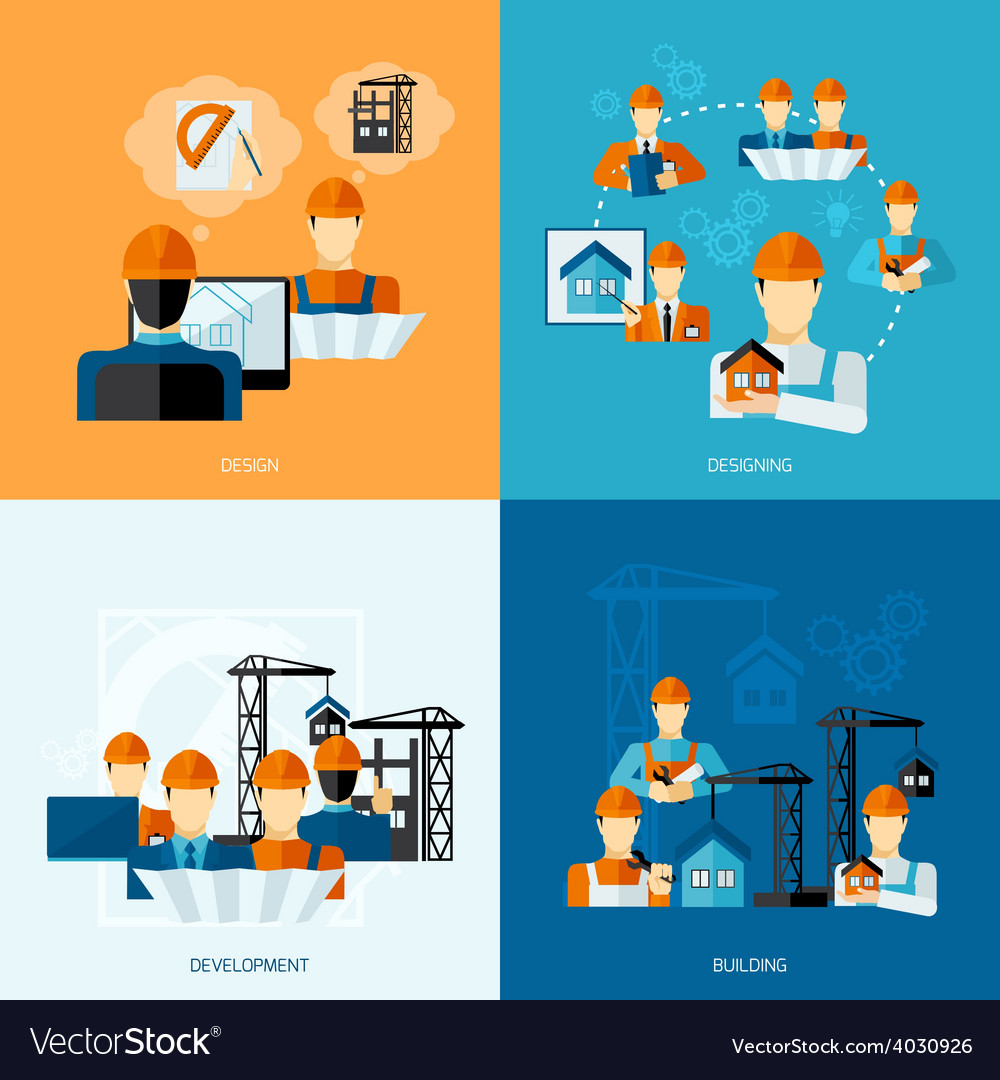 Engineer Flat Set Royalty Free Vector Image - VectorStock