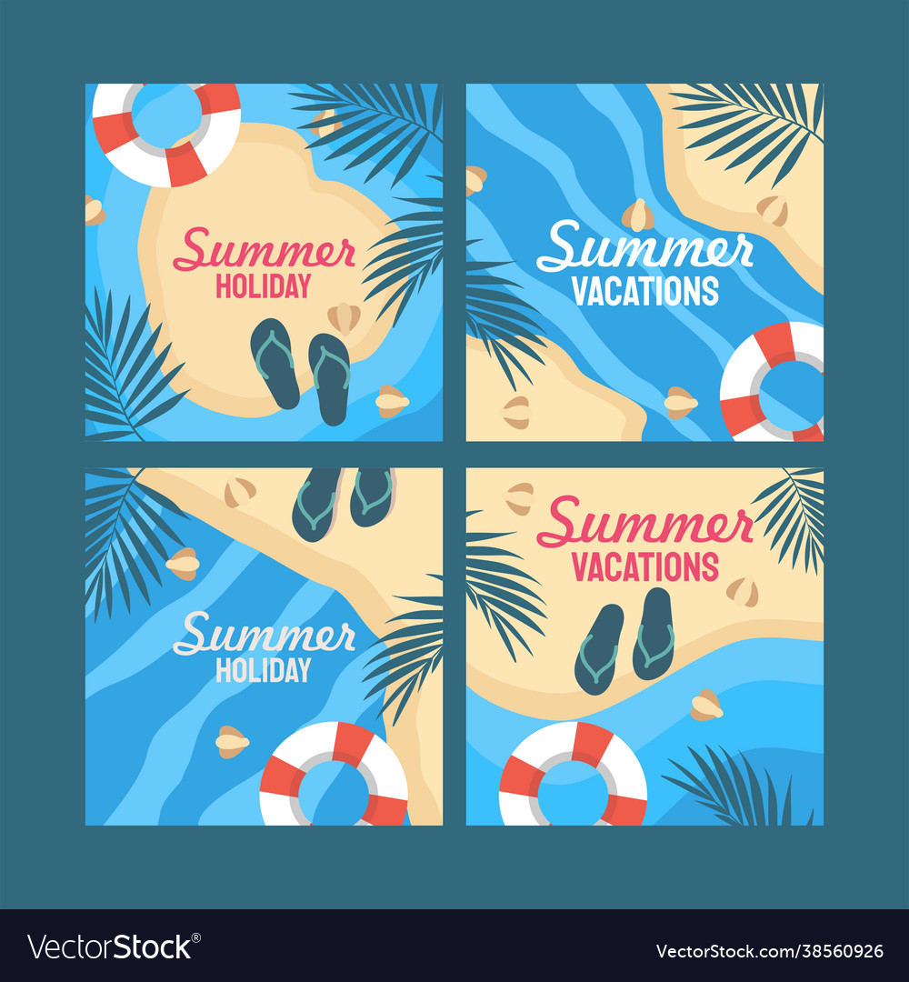 Flat summer posts collection Royalty Free Vector Image