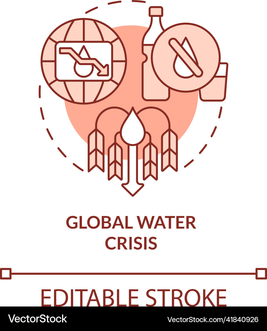 Global water crisis red concept icon Royalty Free Vector