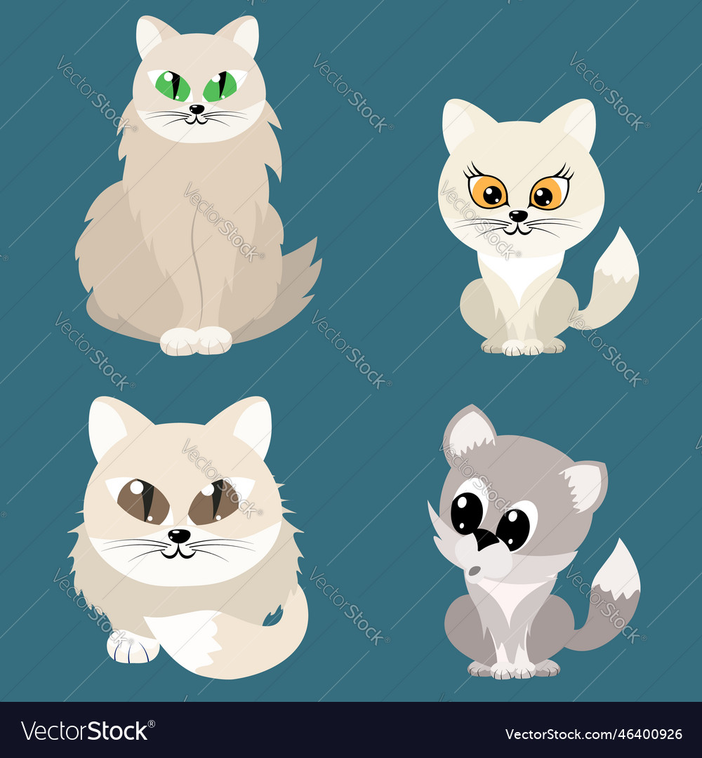 Gray cats set Royalty Free Vector Image - VectorStock