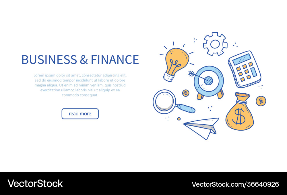 Hand drawn banner business and finance elements Vector Image