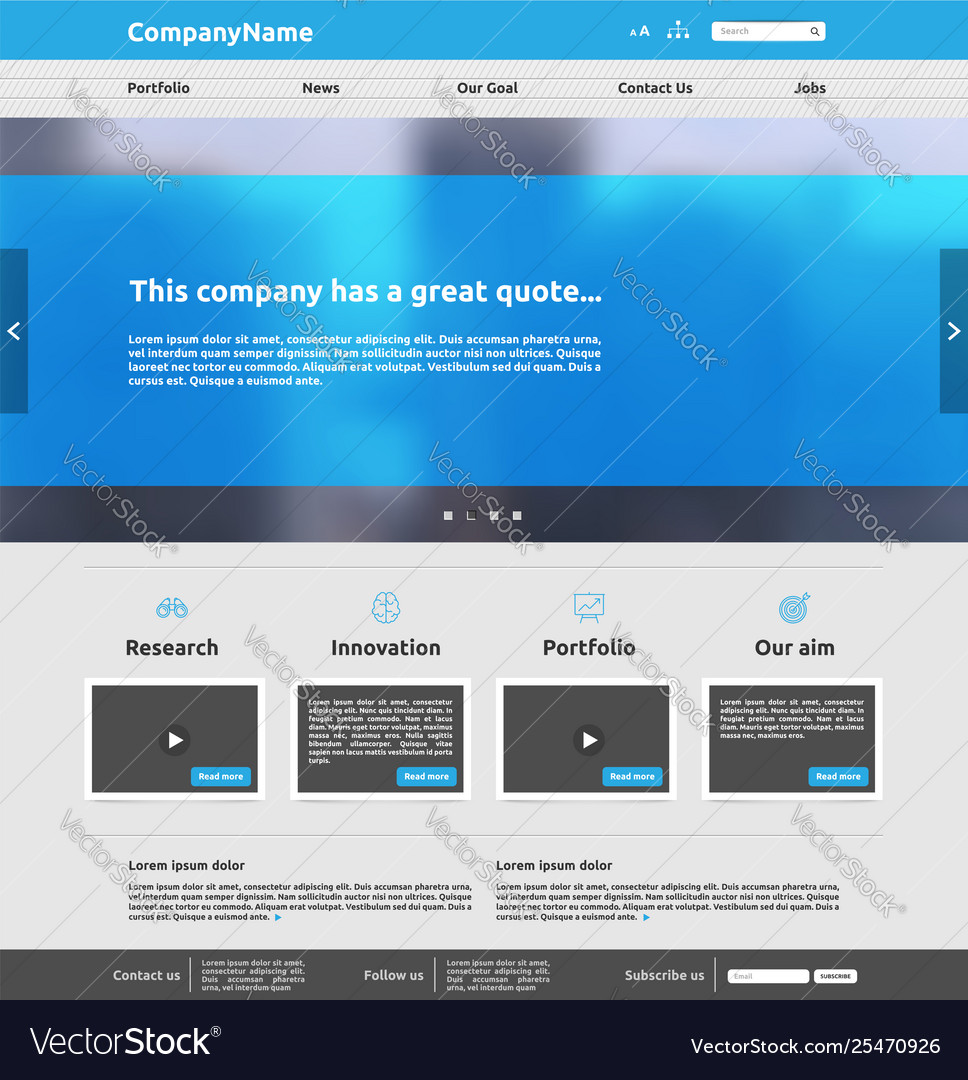Modern website template for business Royalty Free Vector