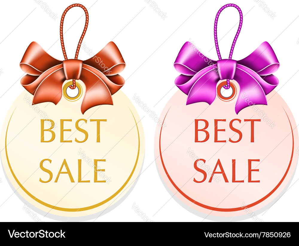 Round tag with bow Royalty Free Vector Image - VectorStock