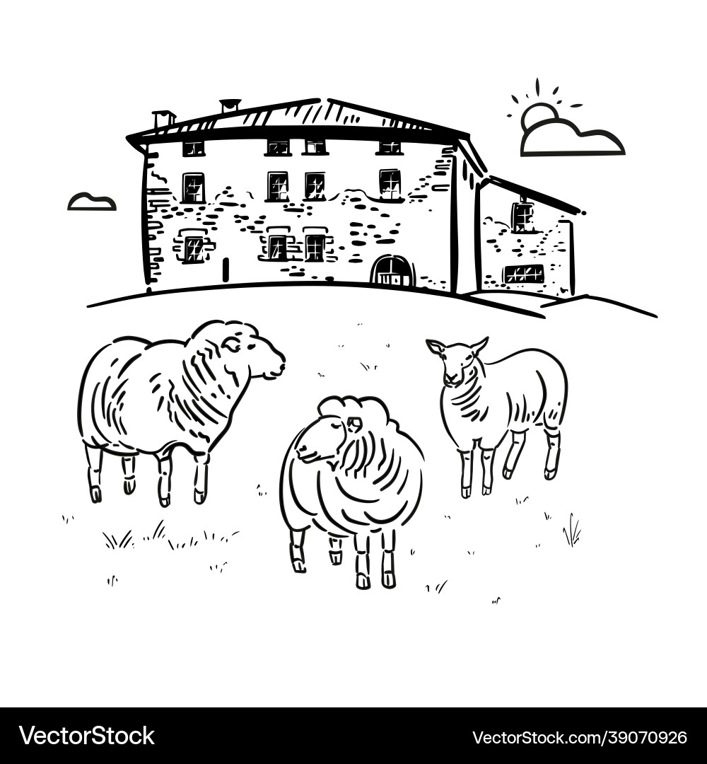 Rustic stone house traditional architecture Vector Image