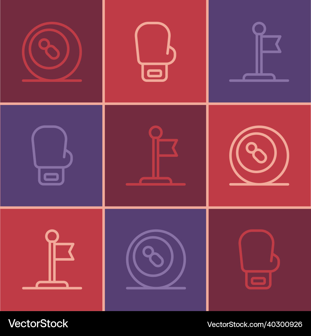 Set line billiard pool snooker ball flag Vector Image