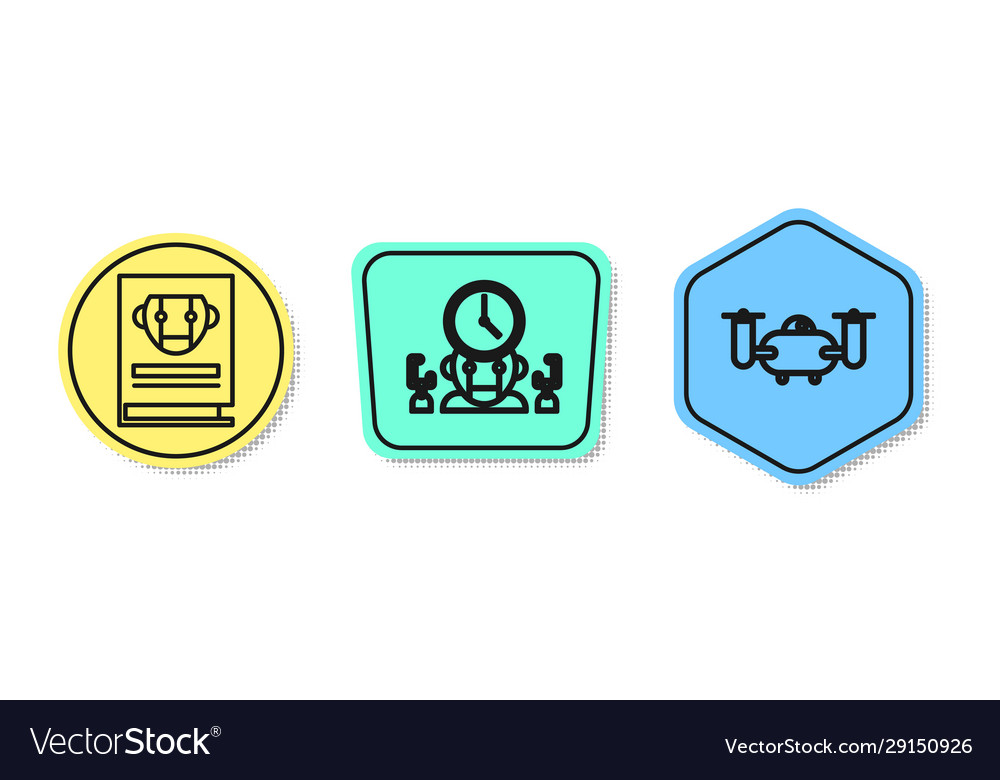 Set line user manual robot and digital time Vector Image Set line user manual robot and digital time Vector Image