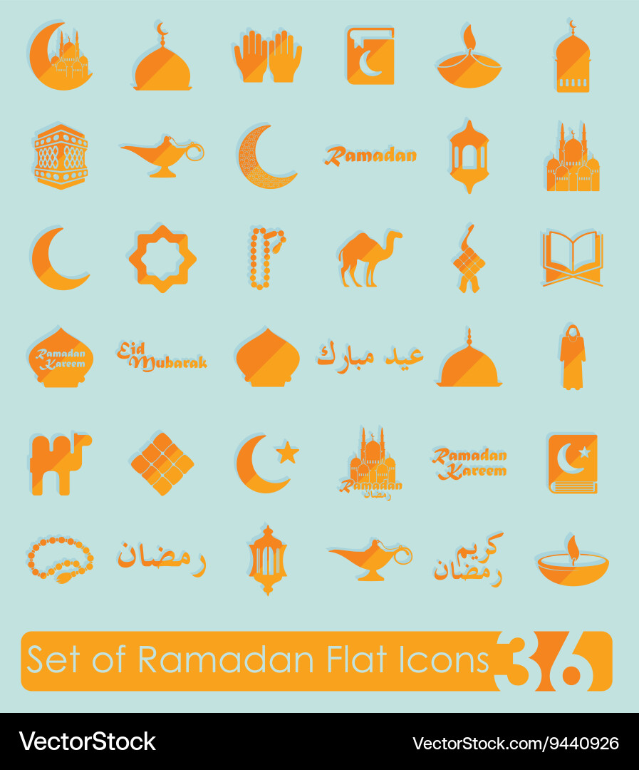 Set of ramadan flat icons Royalty Free Vector Image