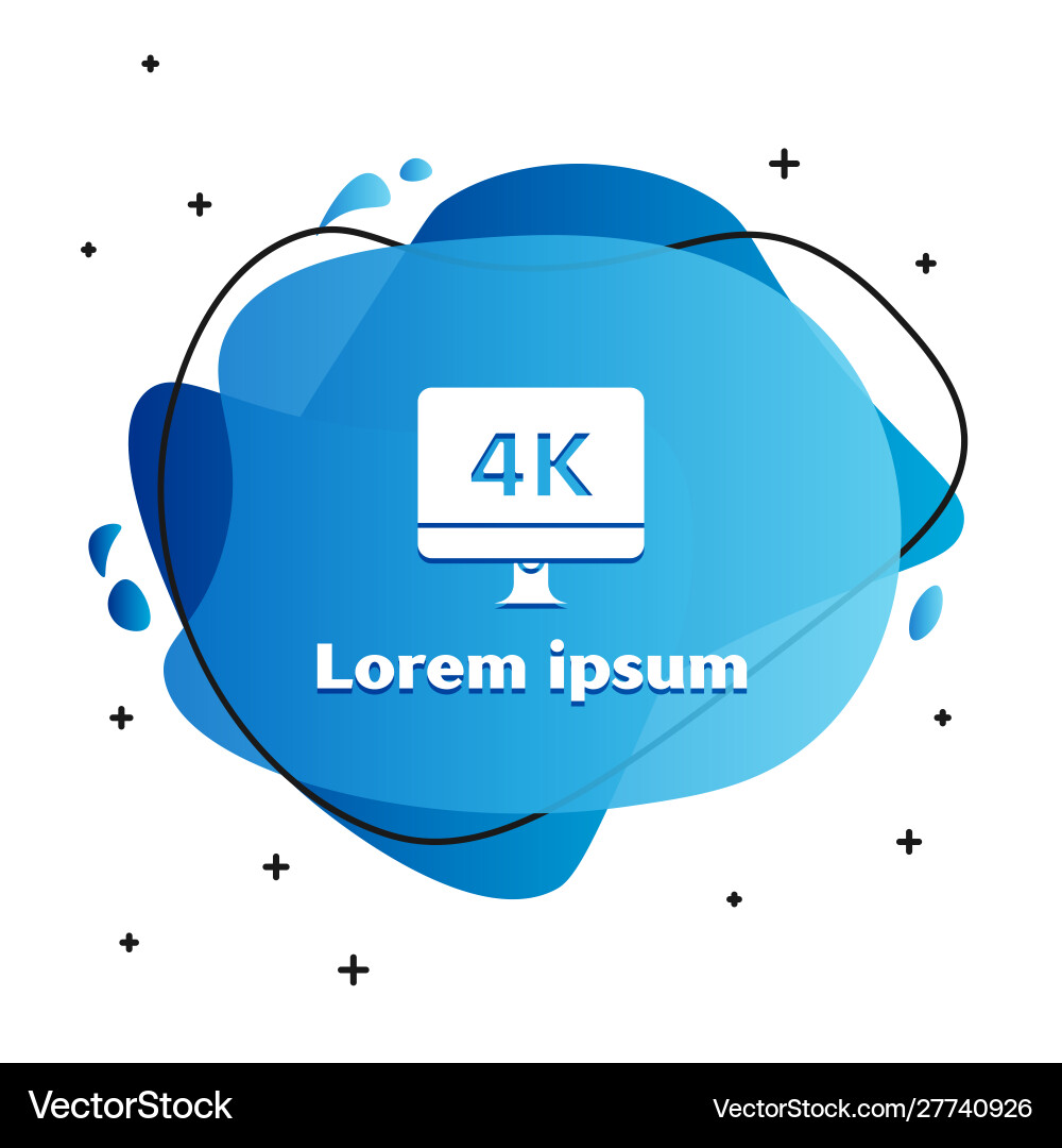 White computer pc monitor display with 4k video Vector Image