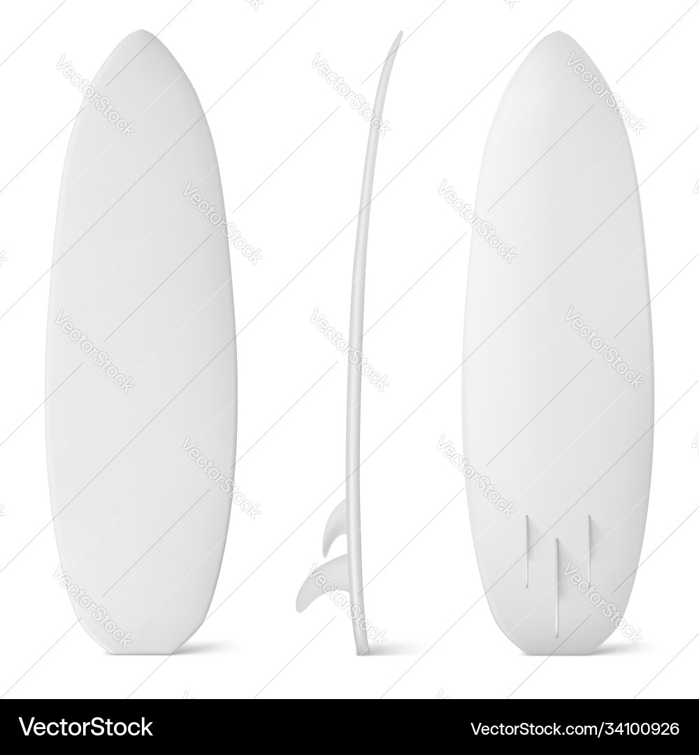 White surfboard mockup isolated sea surf board Vector Image