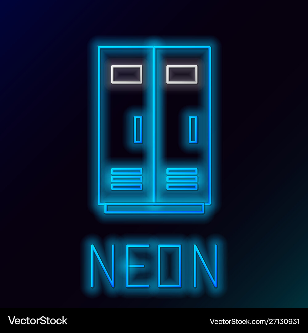 Blue glowing neon line locker or changing room Vector Image