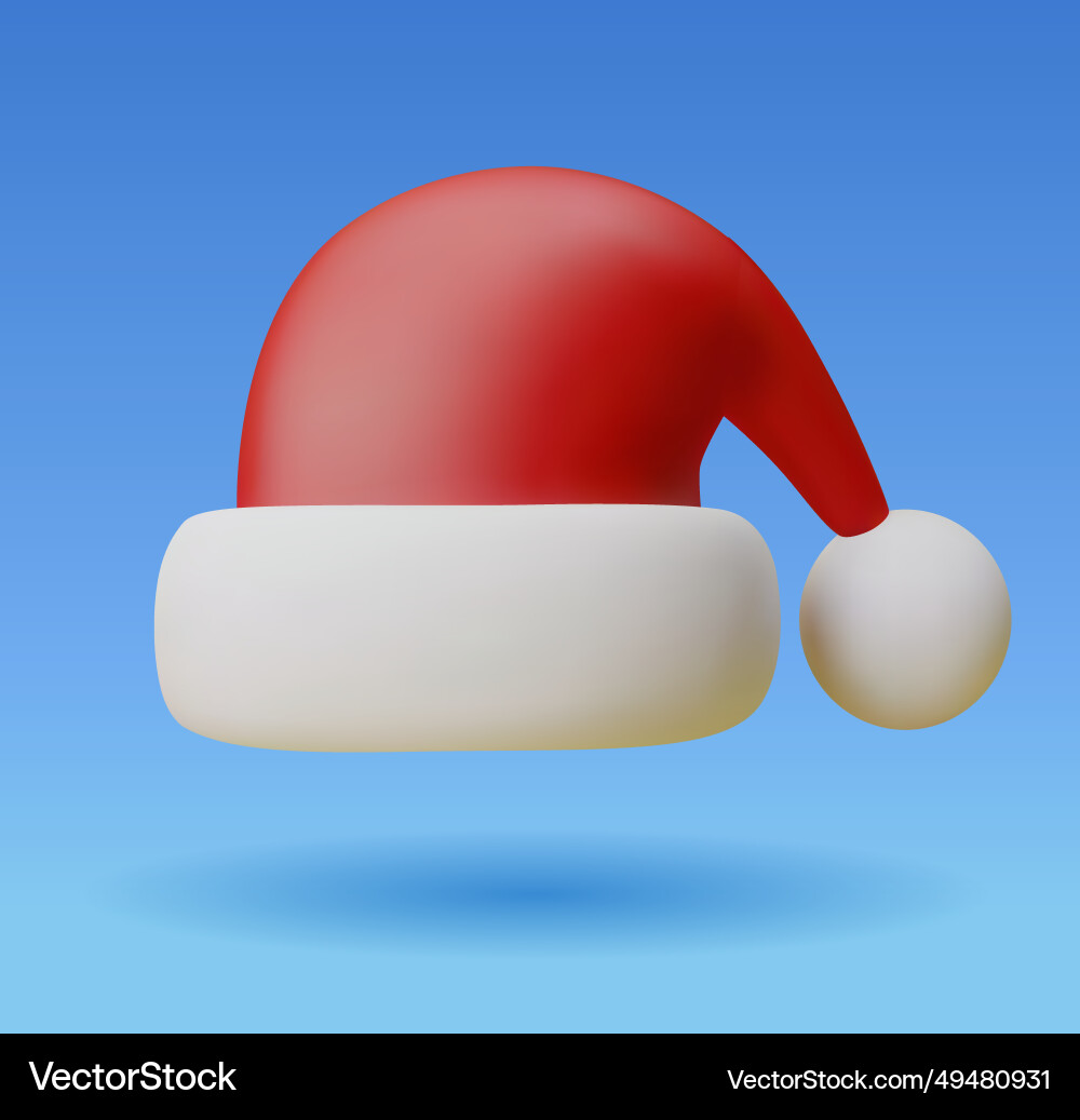 Christmas hat 3d icon santa claus cap Royalty Free Vector