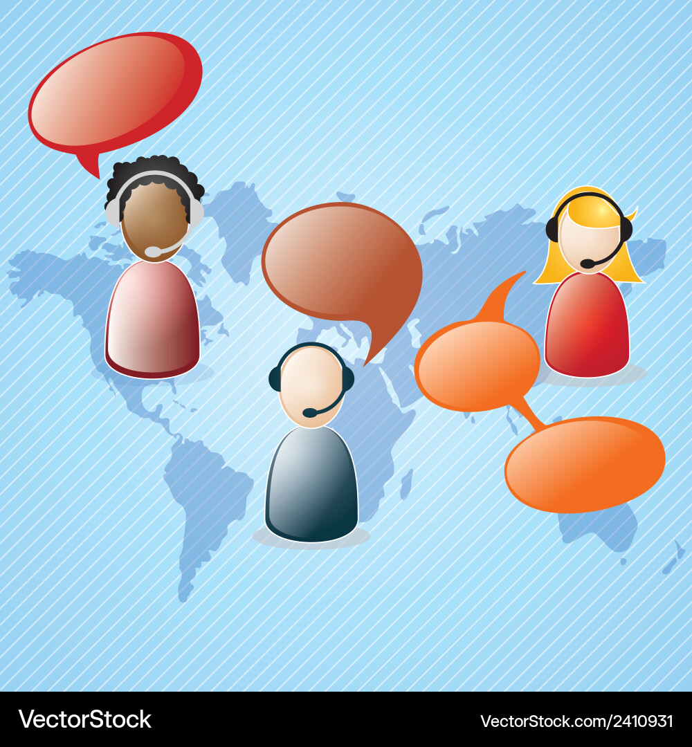 Customer service agent on blue background Vector Image