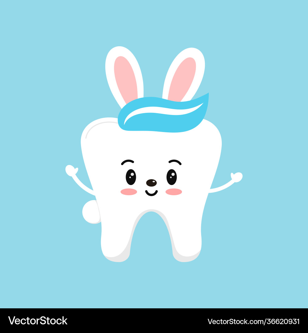 Easter tooth with bunny ears boy dental icon Vector Image