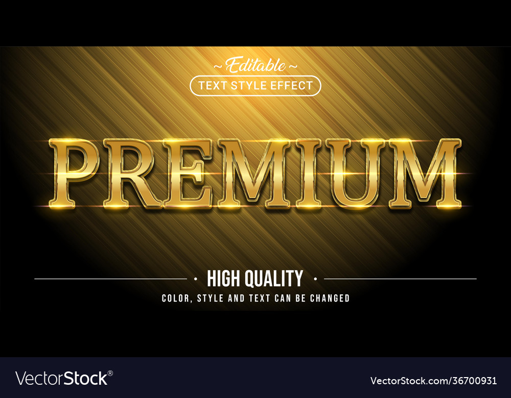 Editable text style effect - gold premium Vector Image