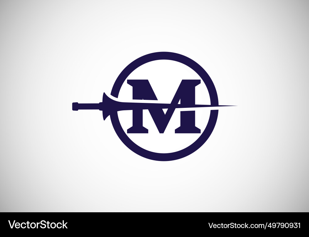 English alphabet m with spear lance creative Vector Image