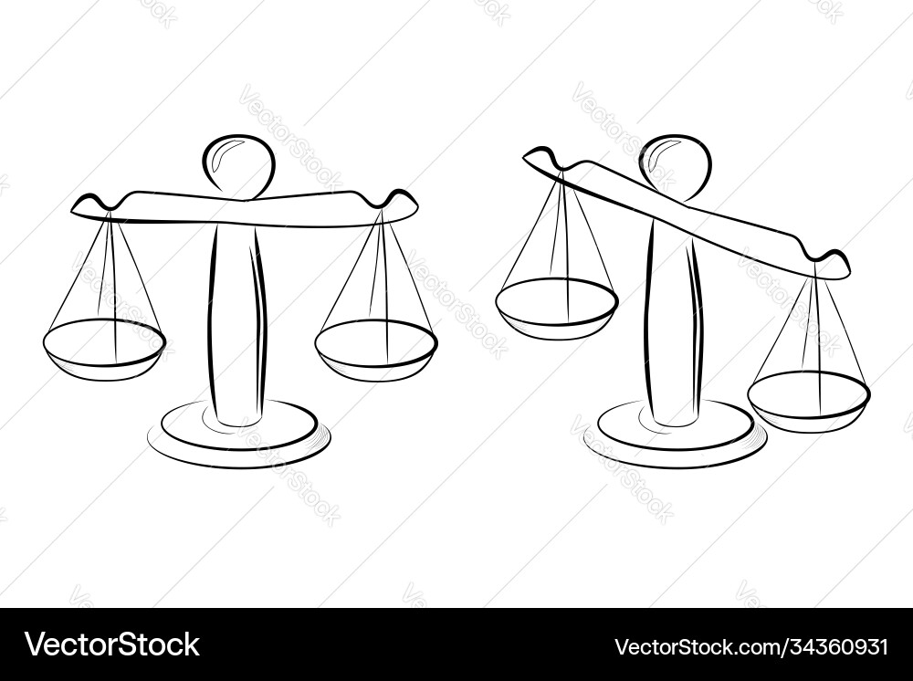 For justice hand draw sketch 2 position balance Vector Image