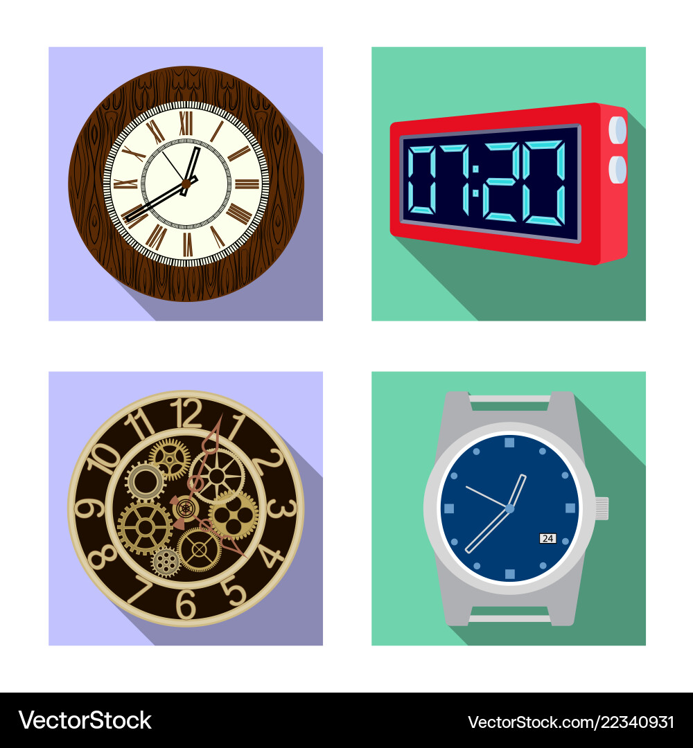 Isolated object of clock and time logo collection Vector Image