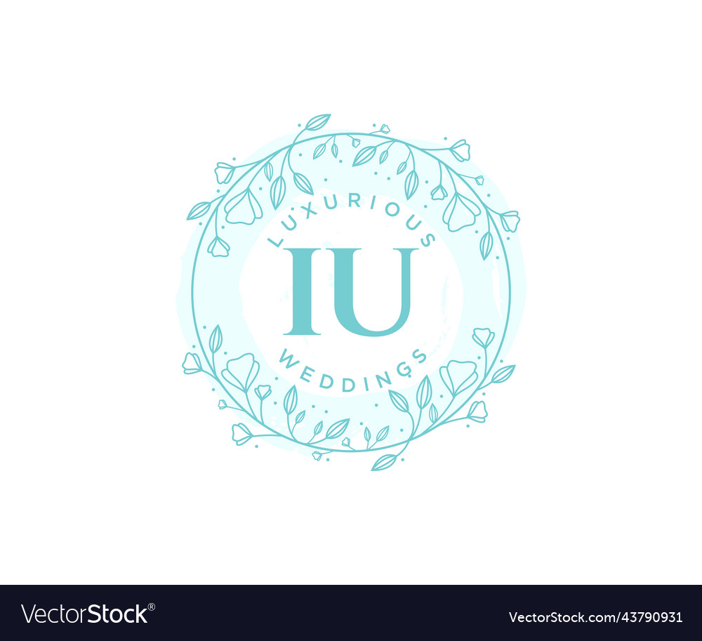 Iu initials letter wedding monogram logos Vector Image