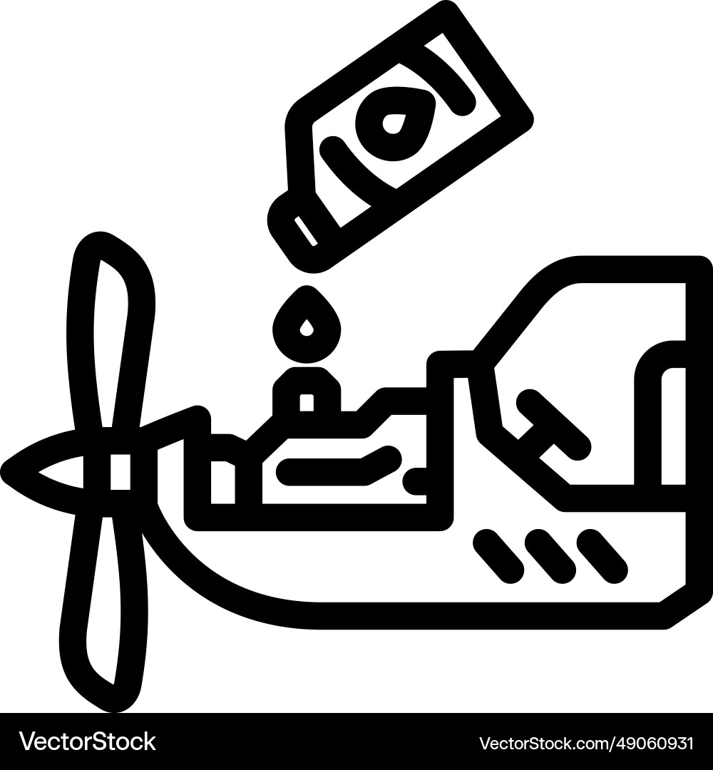 Lubrication service aircraft line icon Royalty Free Vector