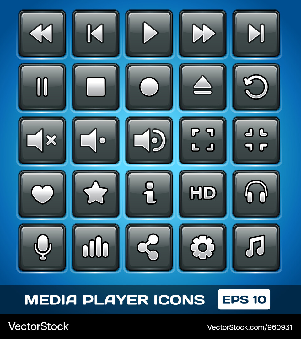 Media player icons Royalty Free Vector Image - VectorStock