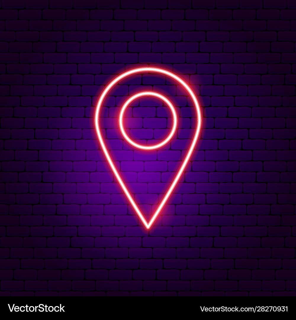 Navigation pin neon sign Royalty Free Vector Image