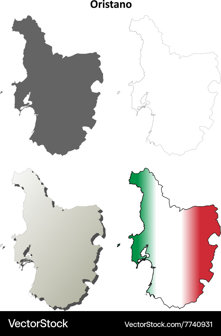 Oristano blank detailed outline map set Royalty Free Vector