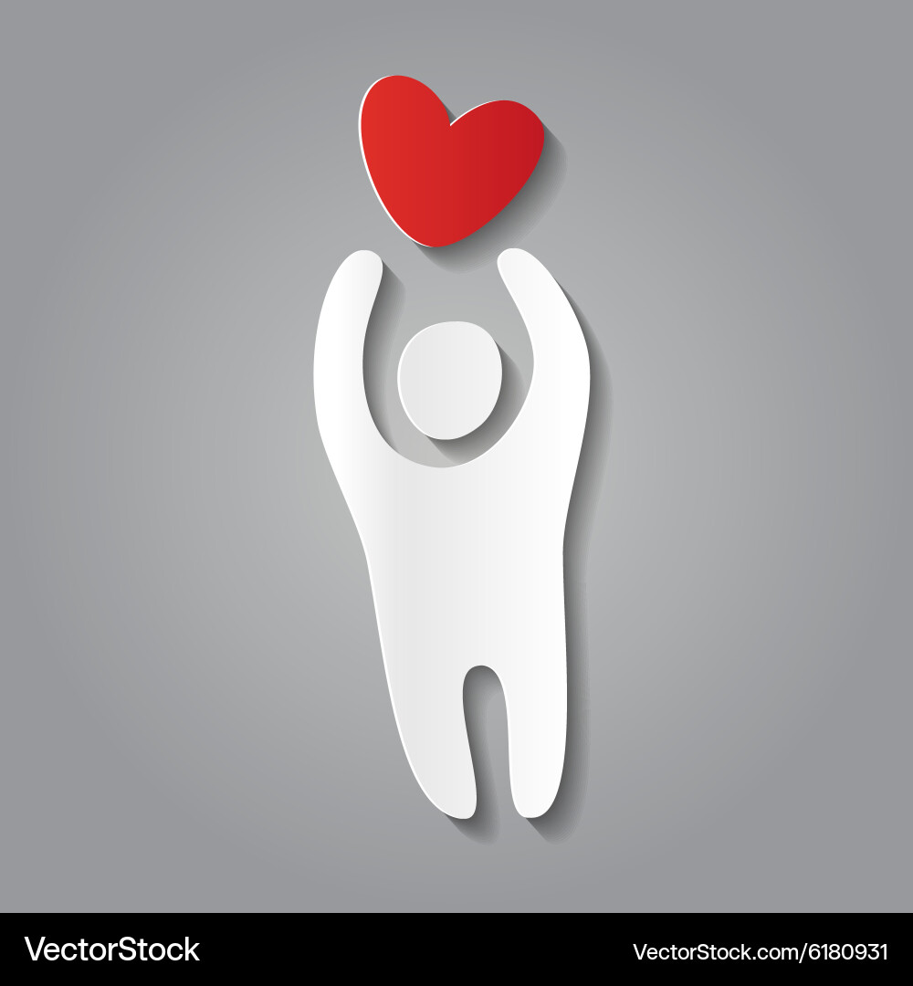 Paper love person heart template Royalty Free Vector Image