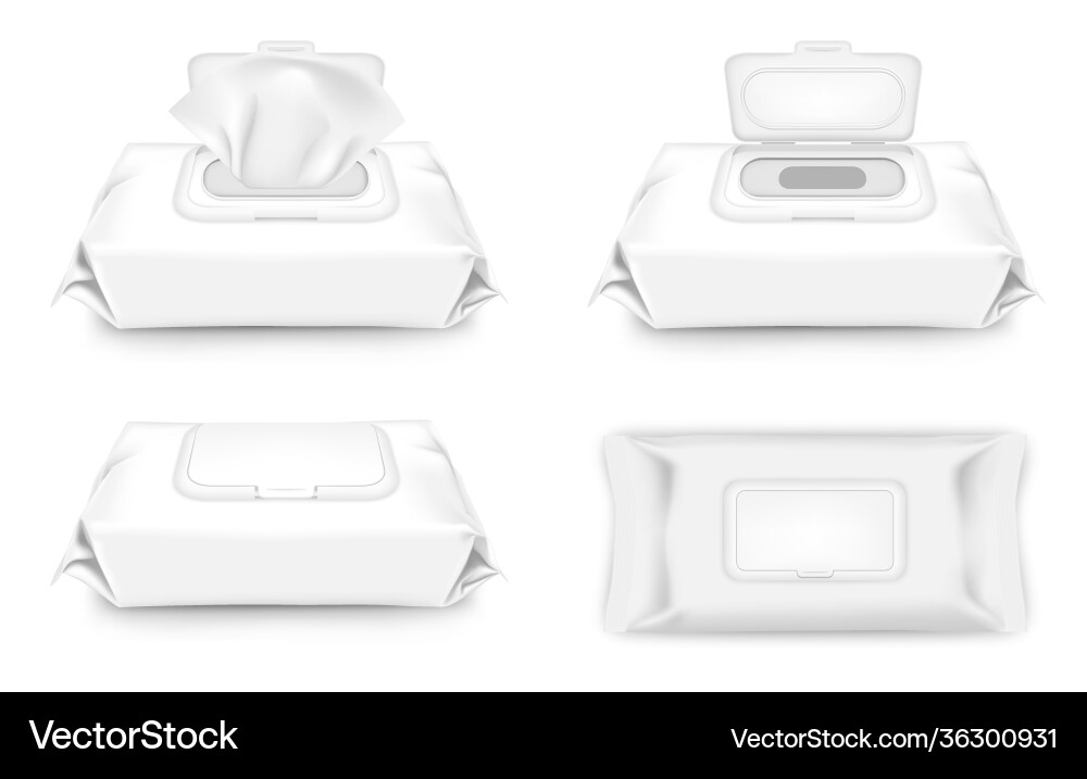 Realistic detailed 3d cleaning wipes set Vector Image