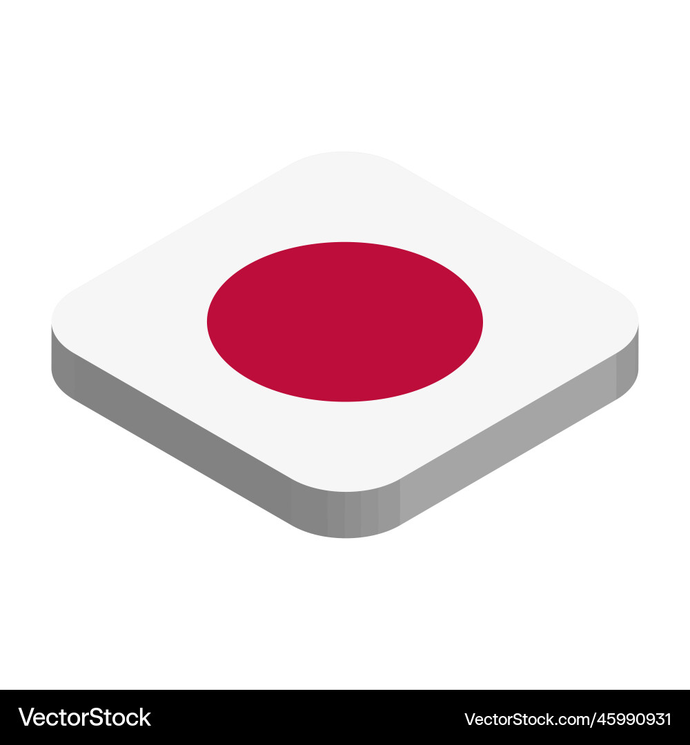 Rounded square isometric flag of japan Royalty Free Vector