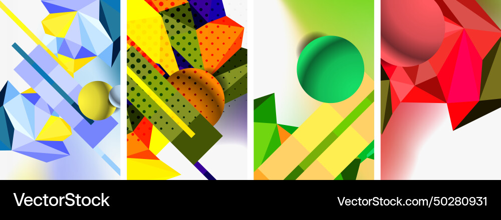 Set of geometric abstract composition with spheres