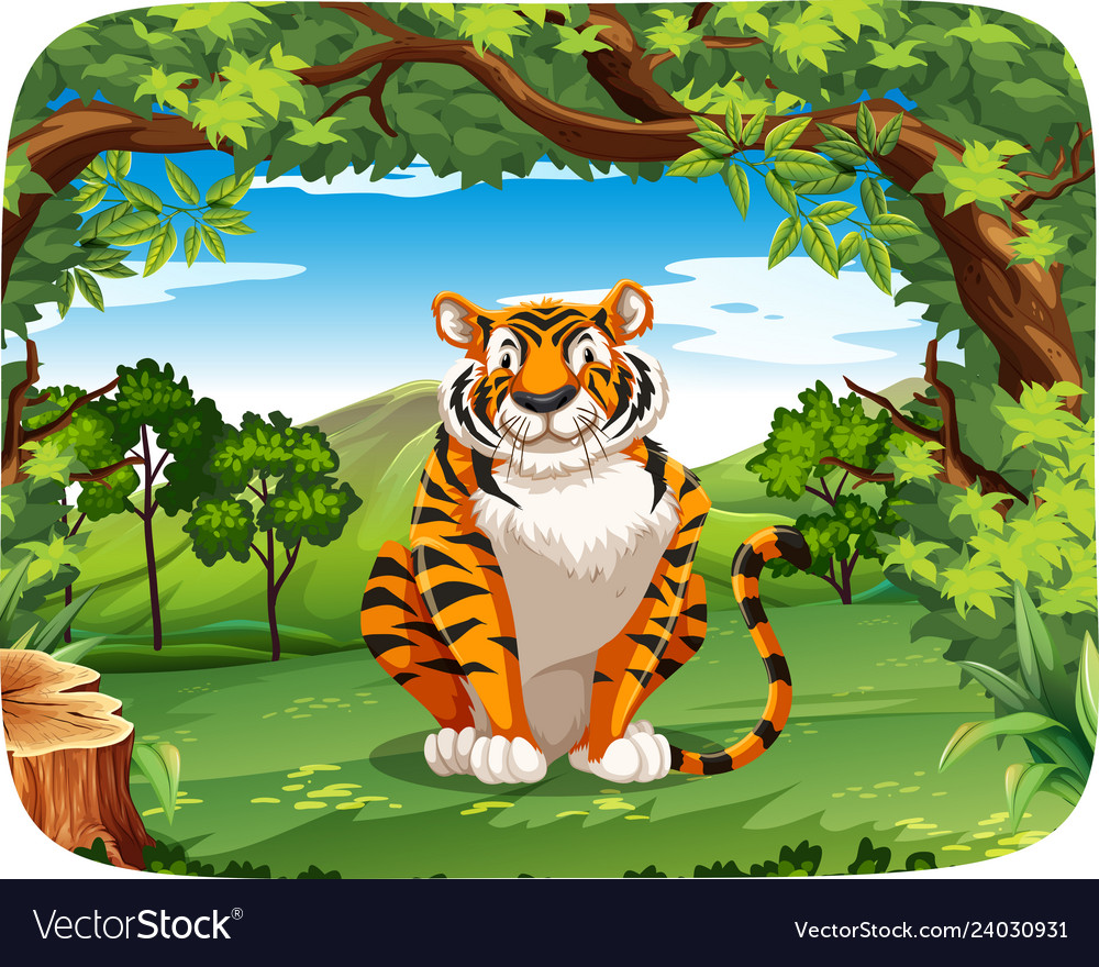 Tiger in nature scene Royalty Free Vector Image