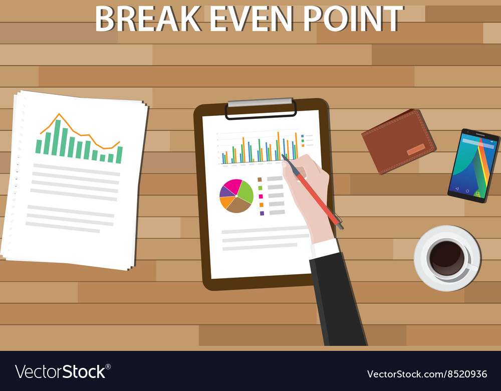 Break even point graph chart Royalty Free Vector Image