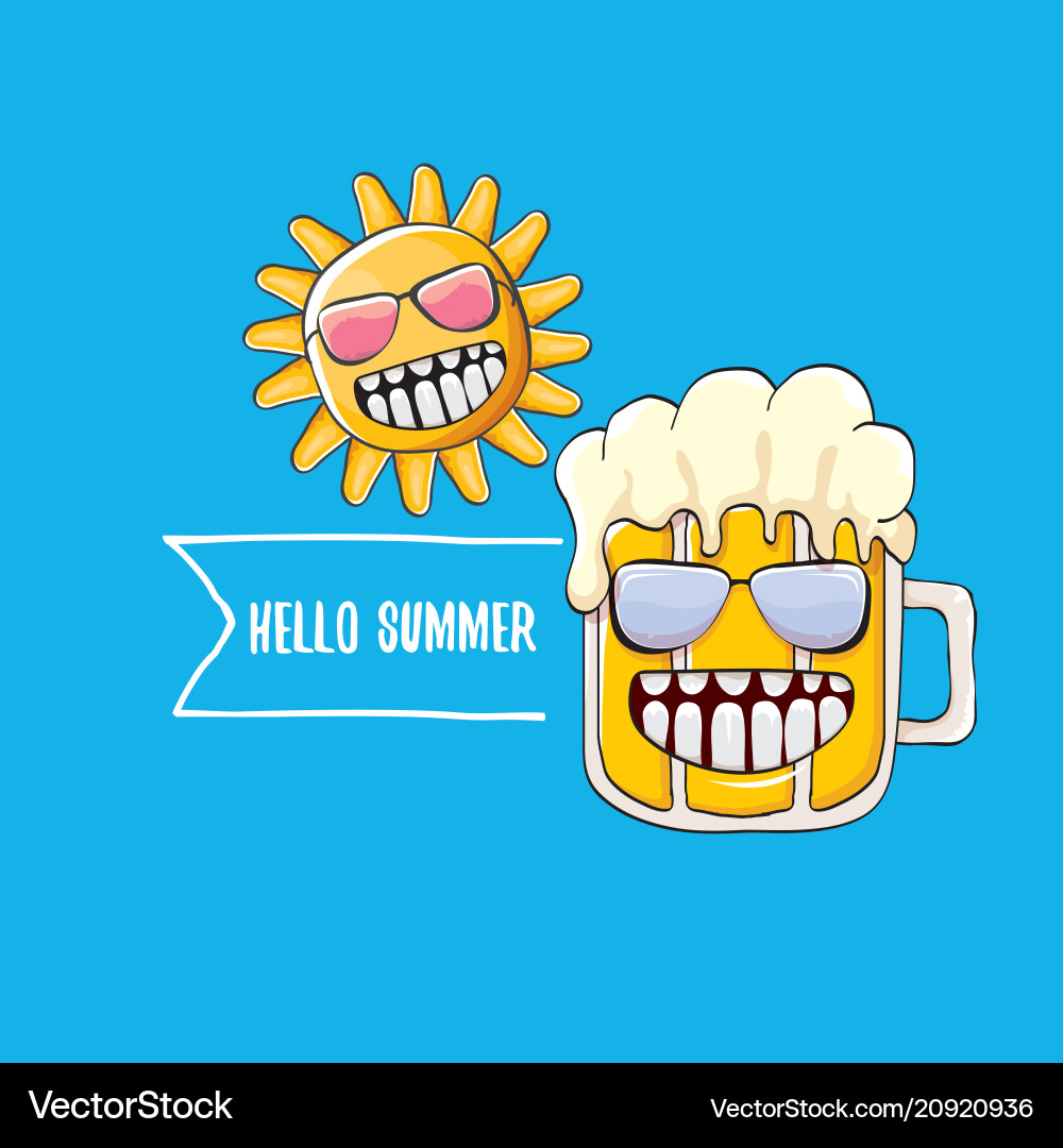 Cartoon funky beer glass character Royalty Free Vector Image