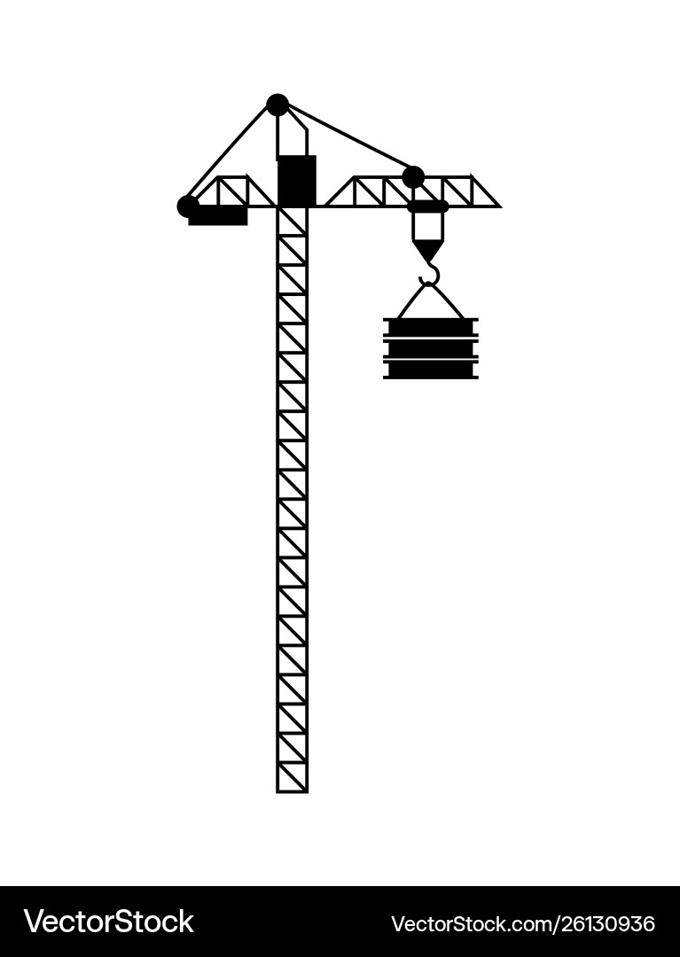 Crane with load lift equipment building Royalty Free Vector
