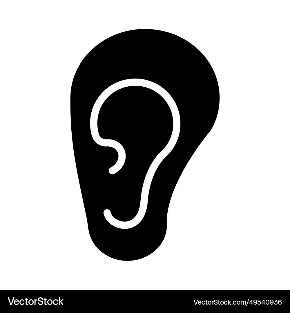 Ear glyph icon for personal and commercial use Vector Image