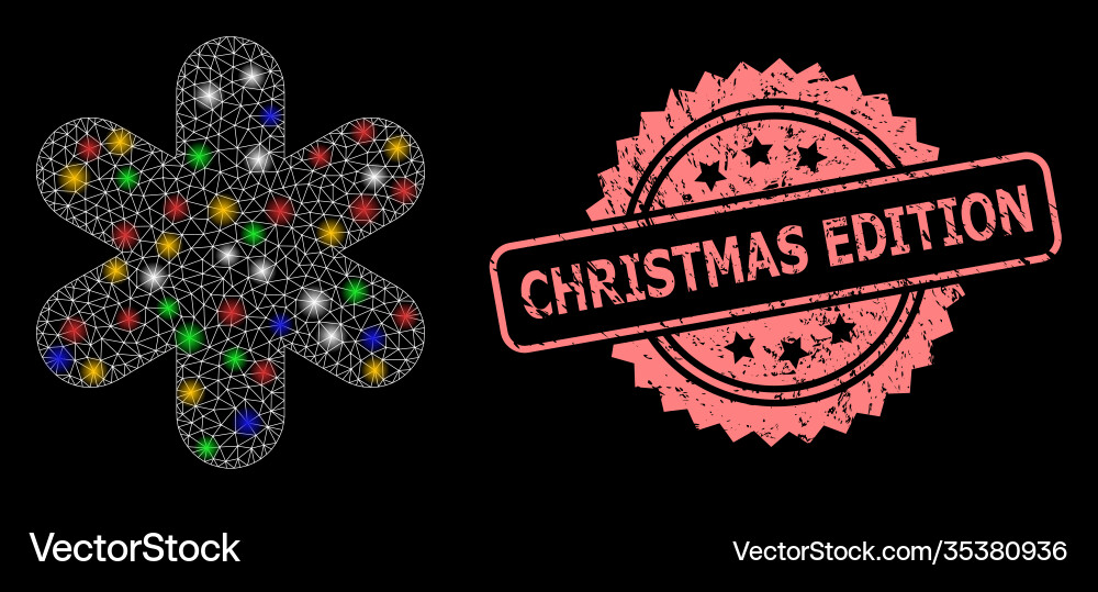 Grunge christmas edition stamp and mesh simple Vector Image