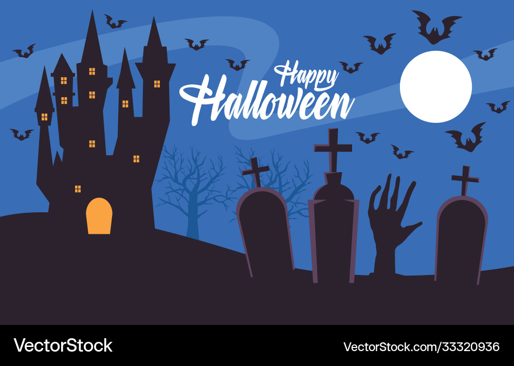 Happy halloween card with haunted castle Vector Image