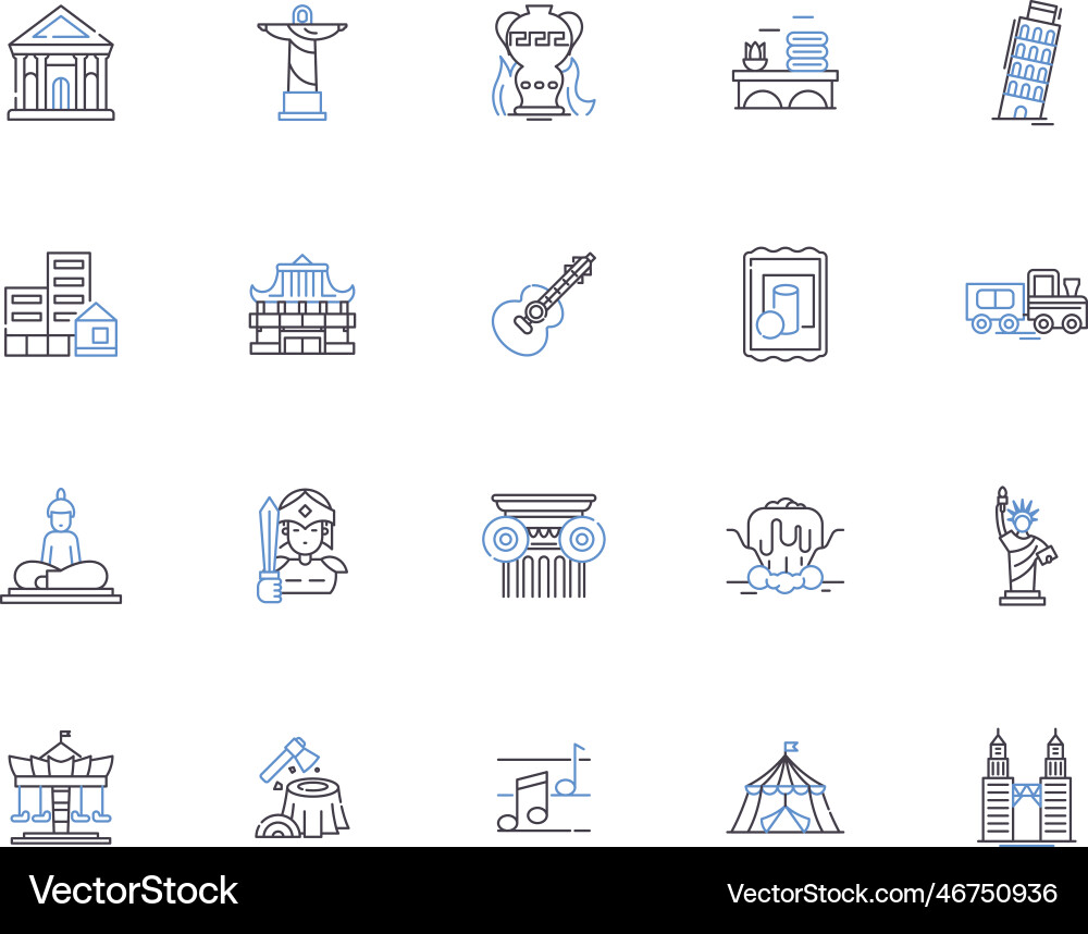 History outline icons collection past timeline Vector Image