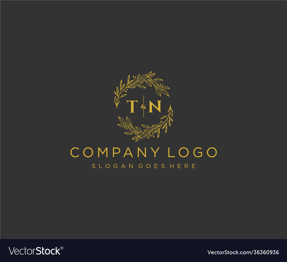Initial tn letters floral frames monogram wedding Vector Image