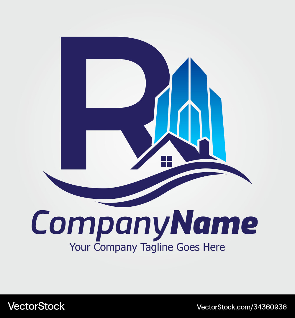 Letter r real estate logo template Royalty Free Vector Image