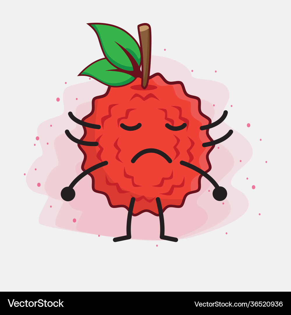Lychee fruit cute character with simple face Vector Image
